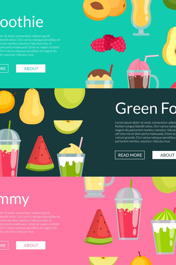 Vector flat smoothie elements web banner templates (873586)