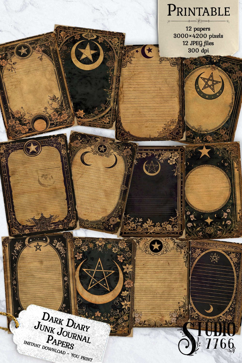 Dark Diary Junk Journal Papers (3424947)