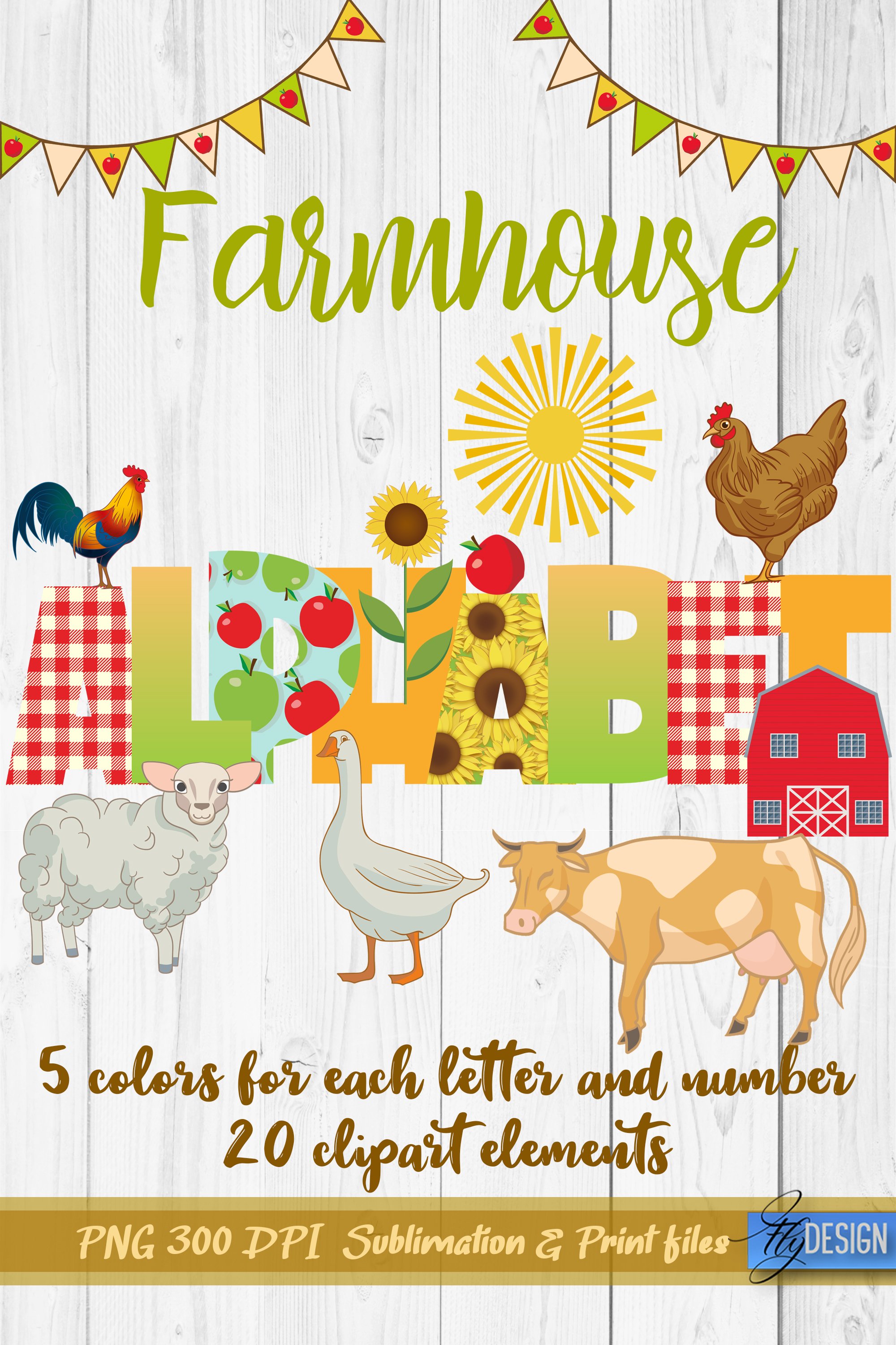 Farmhouse Alphabet| Sublimation Letters, Numbers & Clipart