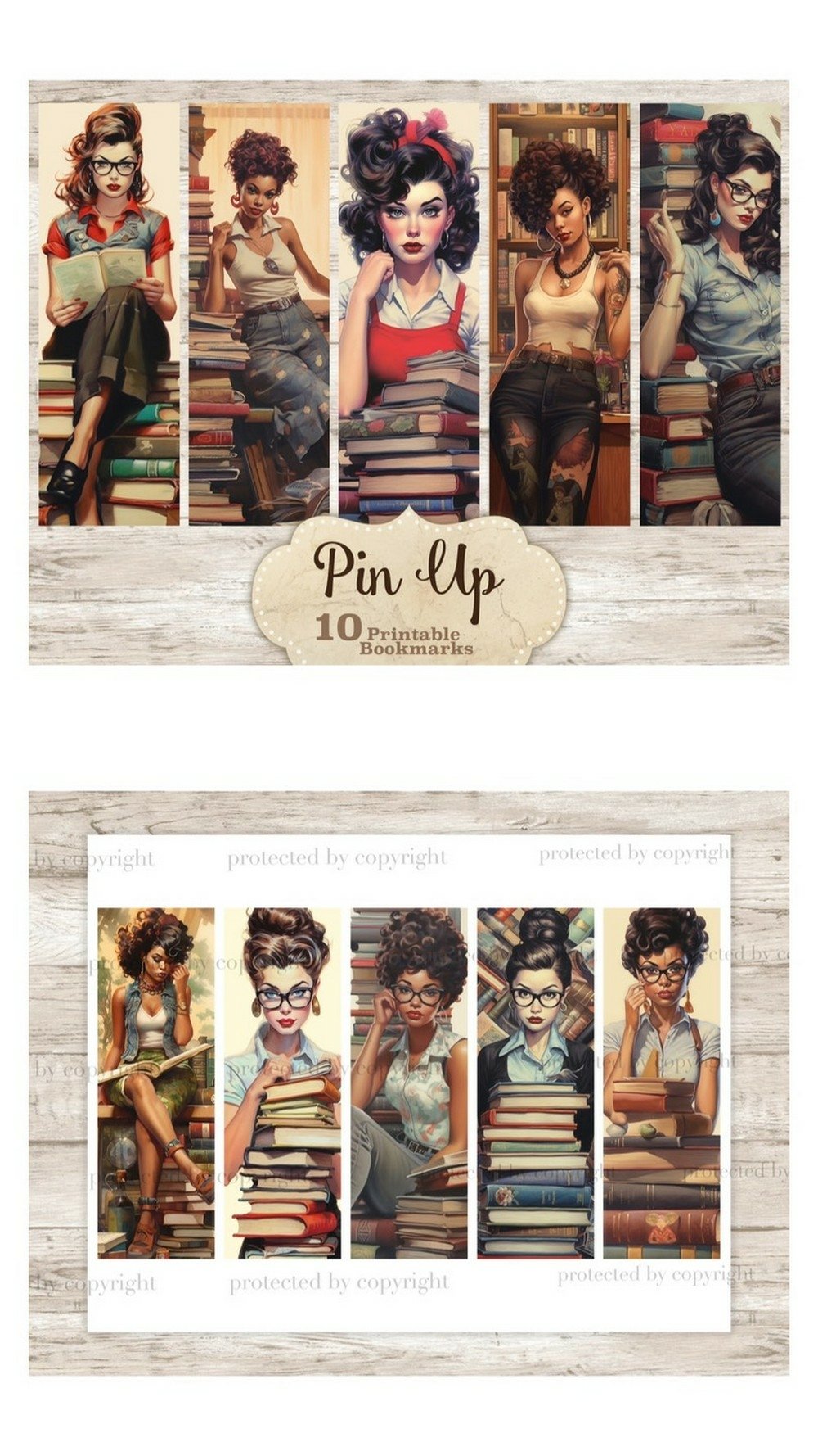 Pin Up Printable Bookmarks | Retro Printable Bundle