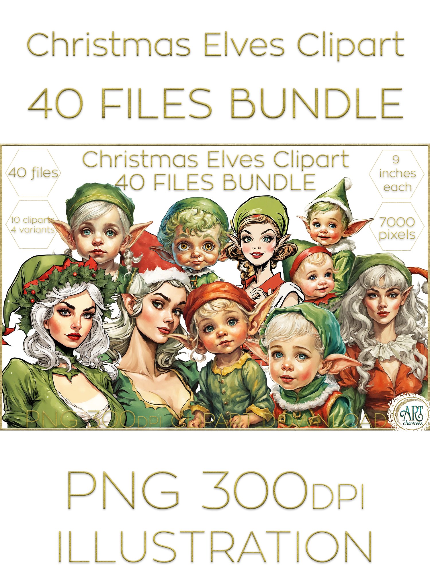 BIG BUNDLE Christmas Elves Watercolor Clipart Festive Elf