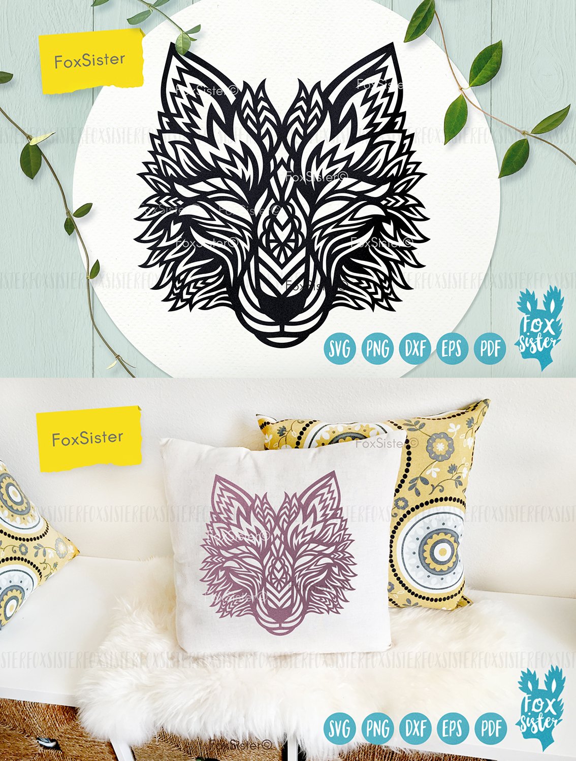 Wolf svg, Wolf mandala svg, Wolf head svg, animal svg file