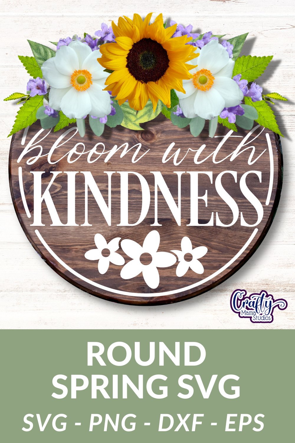 Bloom With Kindness | Round Spring Svg | Spring Door Sign