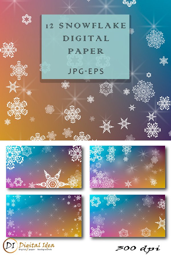 Christmas Backgrounds. 12 snowflake digital paper (994697)