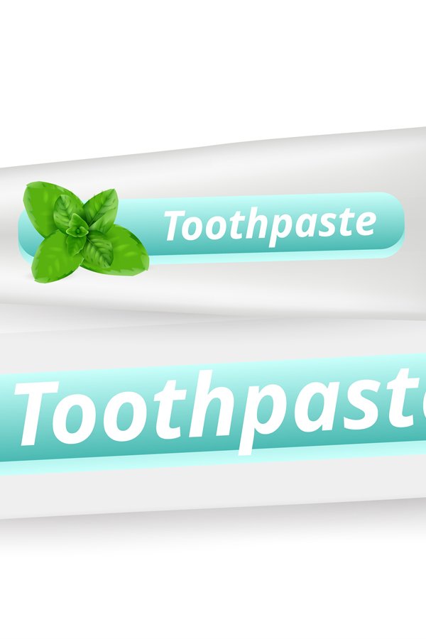 Mint toothpaste. Realistic white box packaging and vector to