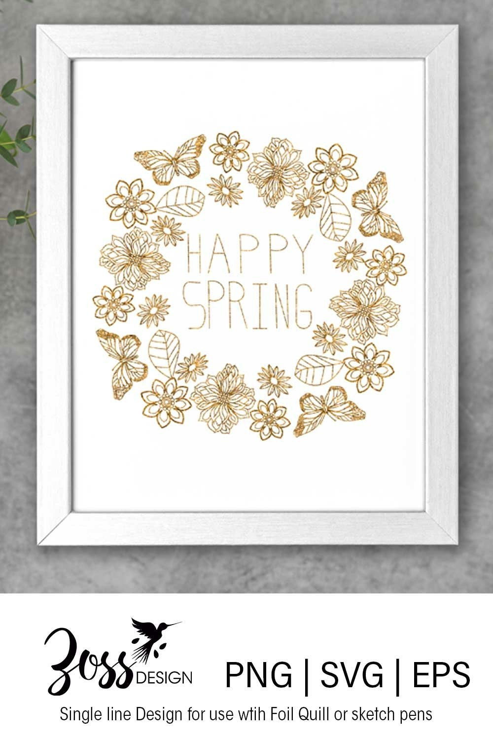 Happy Spring Wreath |Single Line Design