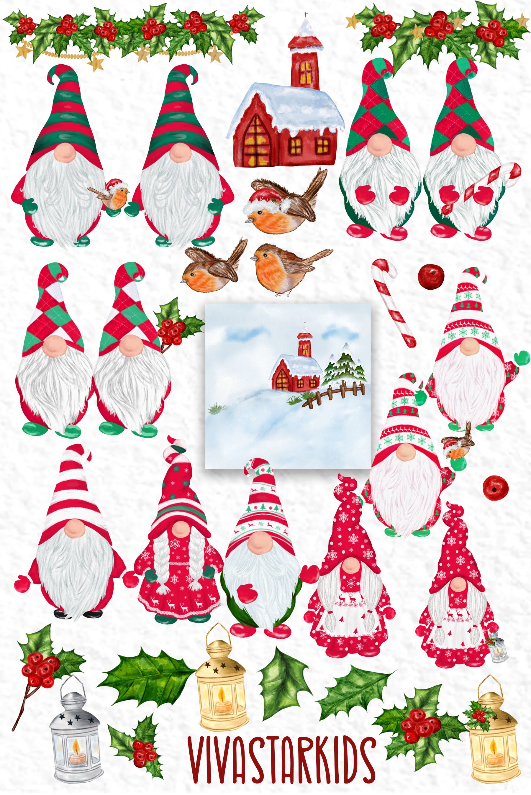 Christmas Gnomes clipart Scandinavian gnomes Christmas Png