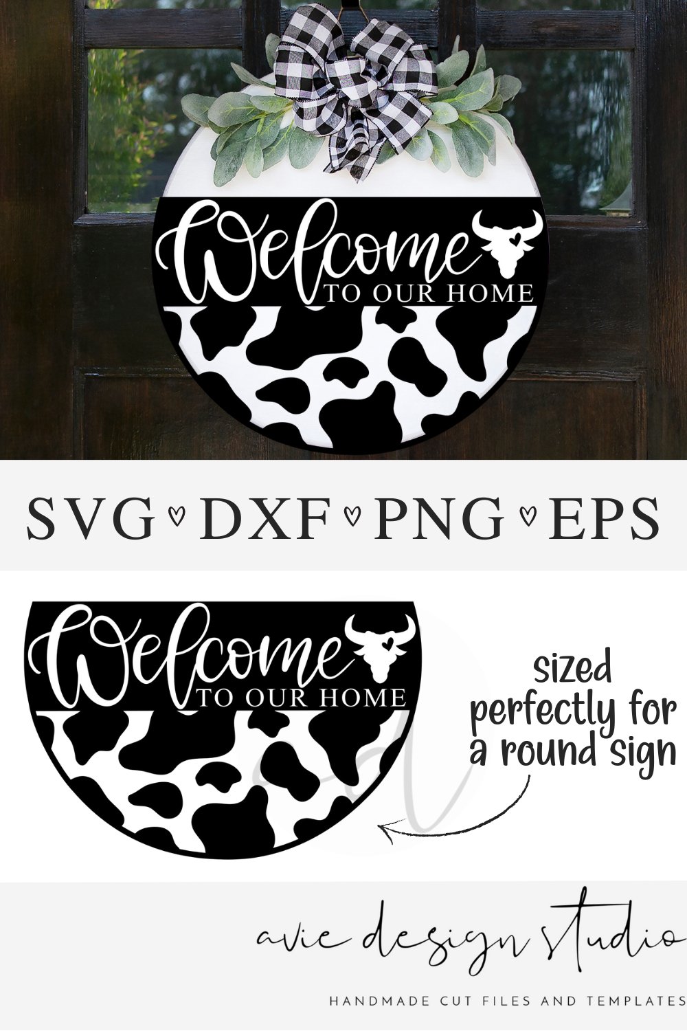 Welcome Sign | Cow Print Svg | Round Sign Design