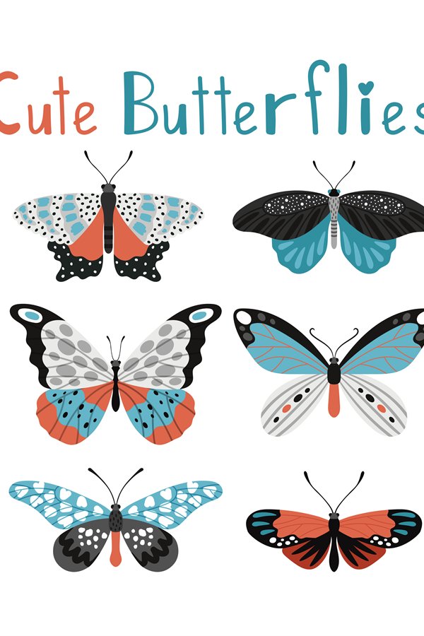 Colorful butterfly icon set
