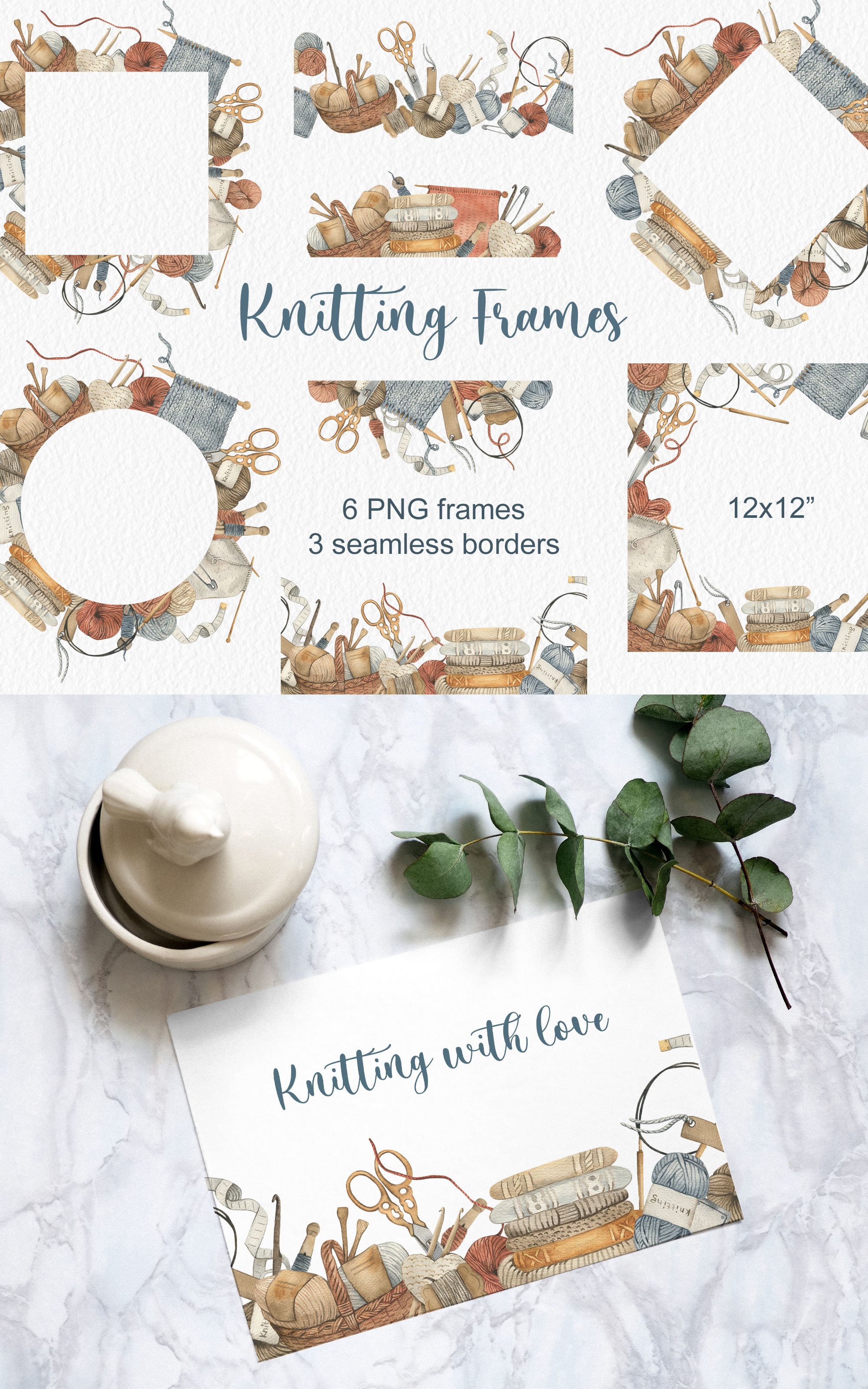 Watercolor Knitting Frames