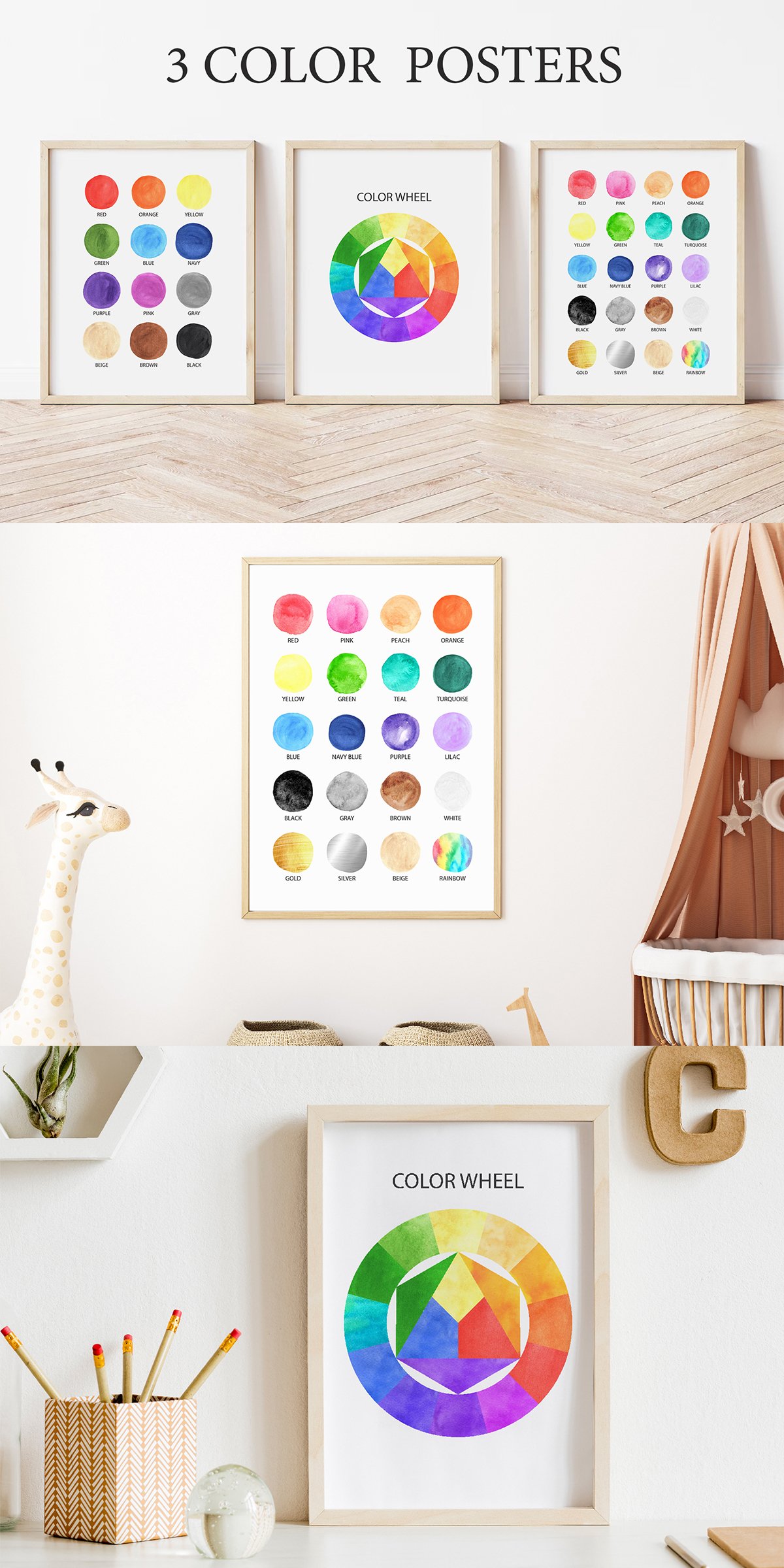 Educational Color Chart and Theory Printable Poster material