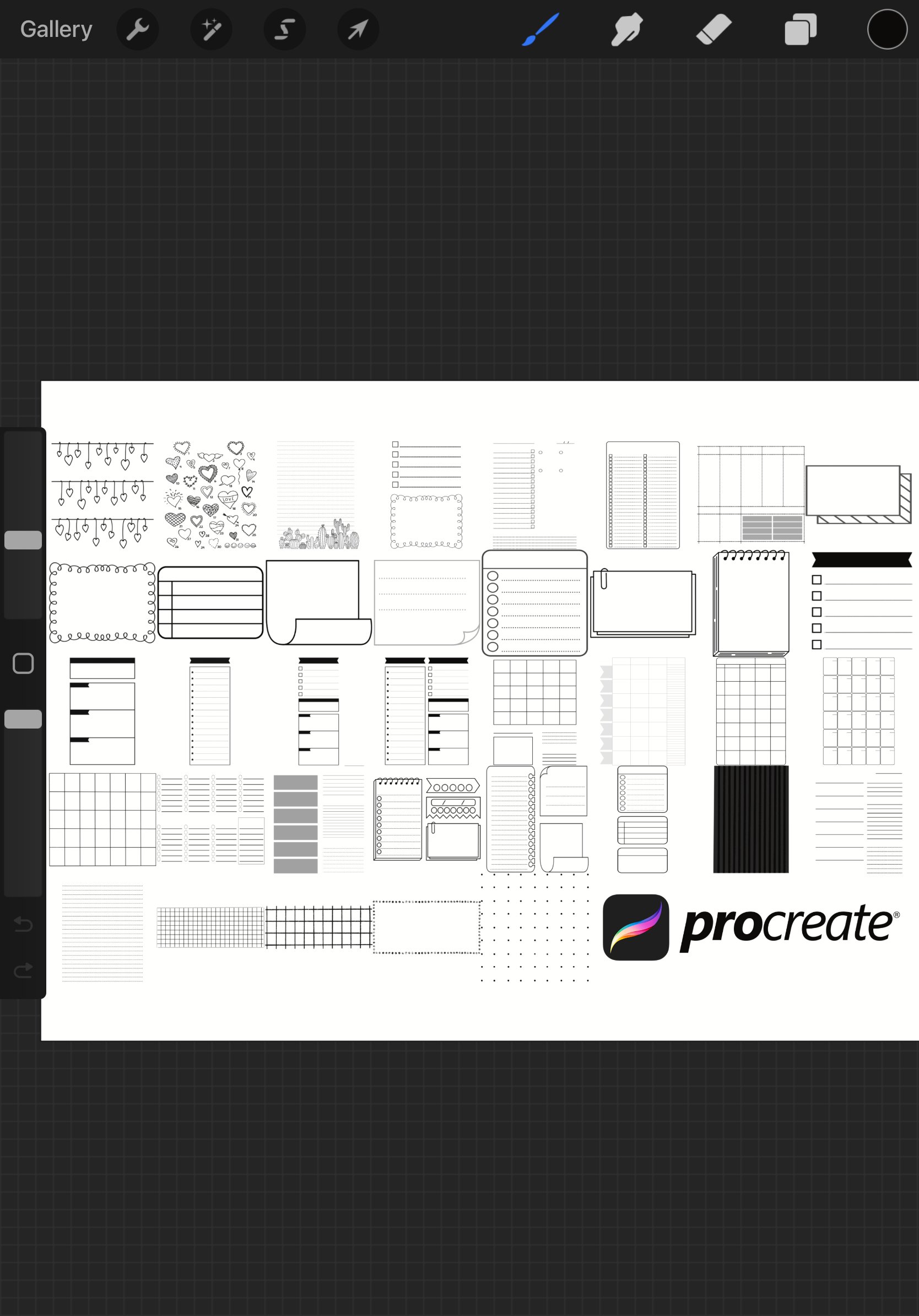 Planner Guide Template Set 1 Procreate Brush Stamps, 37