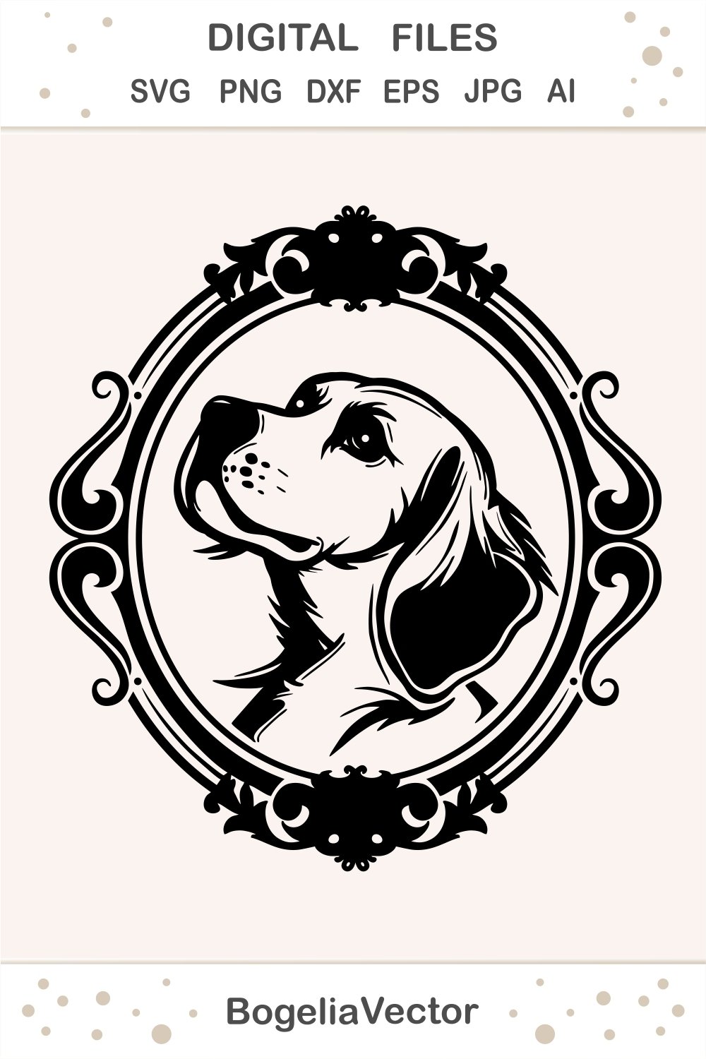 Framed Hunting Dog Svg Cut file, Dog Svg, Animal Svg
