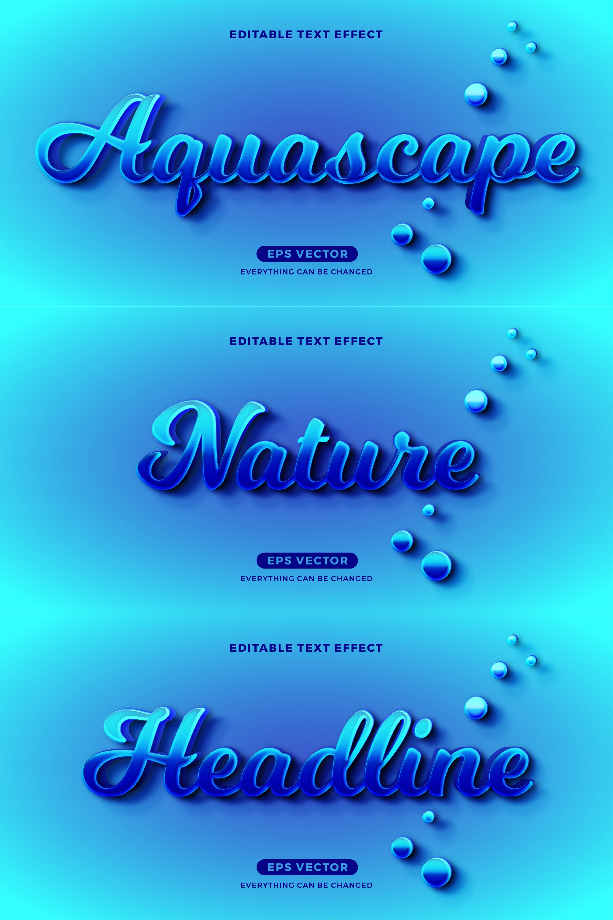 Aquascape editable text effect vector template