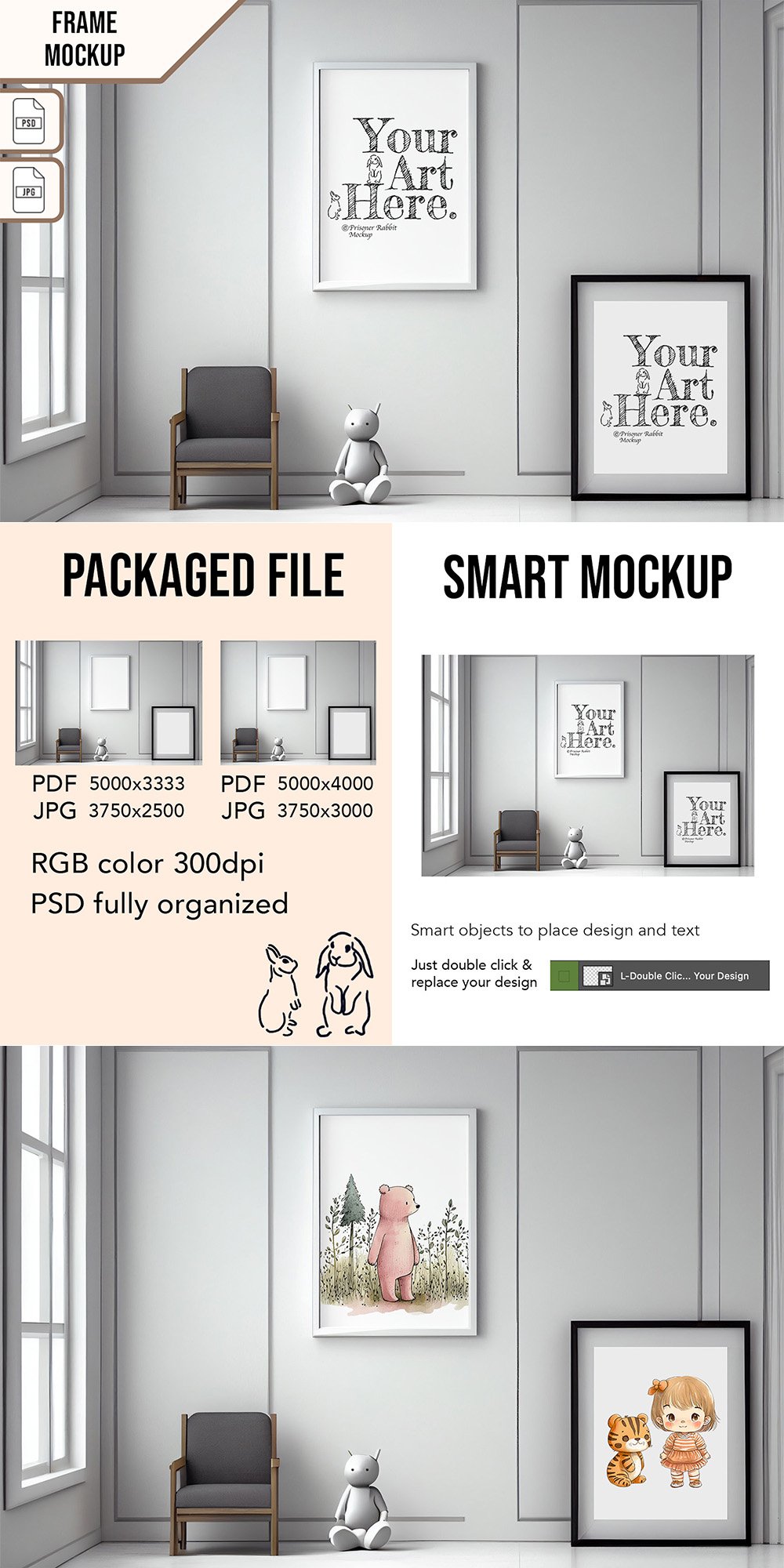Wooden Frame Smart Mockup PSD & JPG Template (2772677)