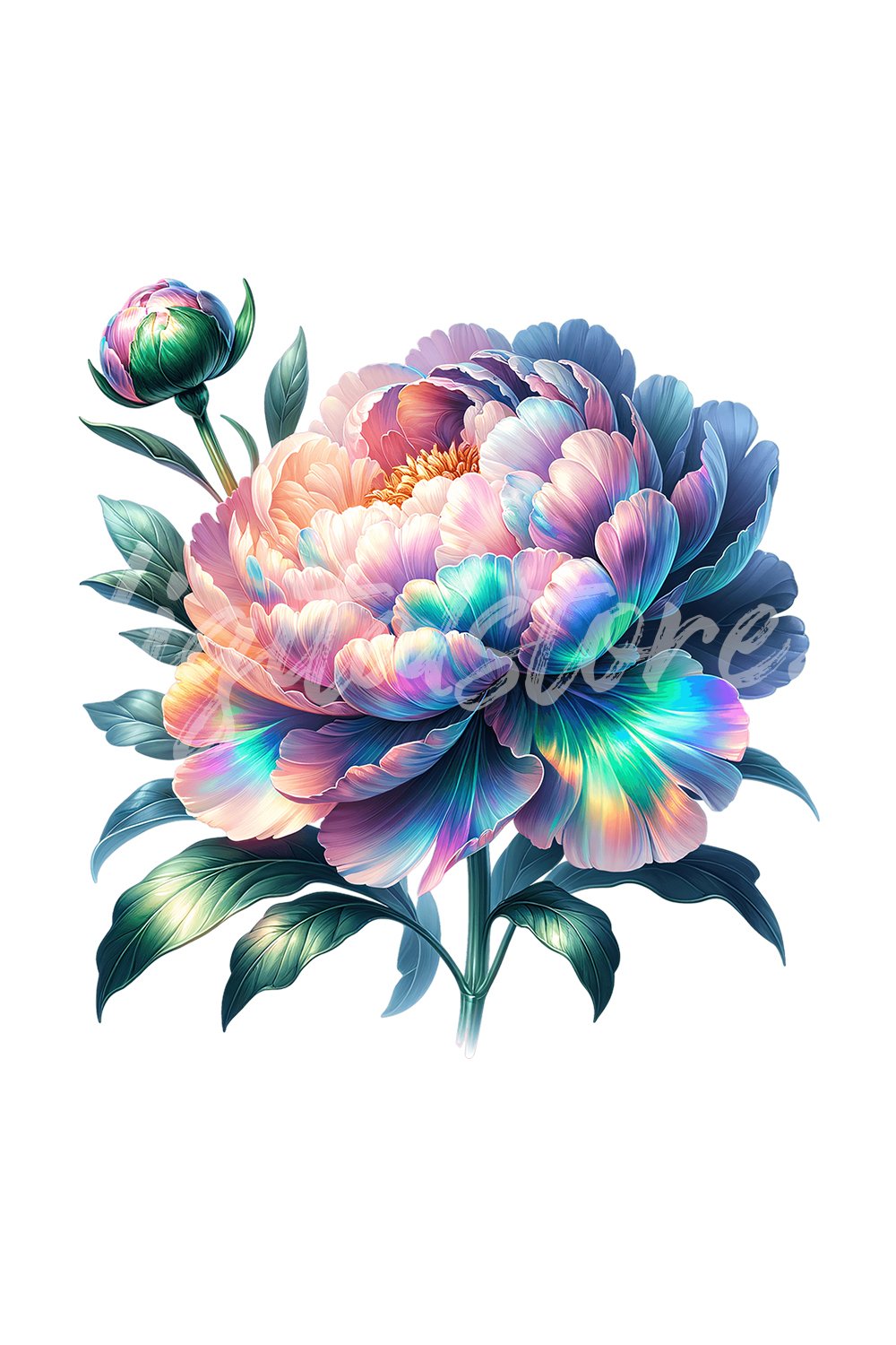 Peony Floral Clipart Sublimation Design (3753830)