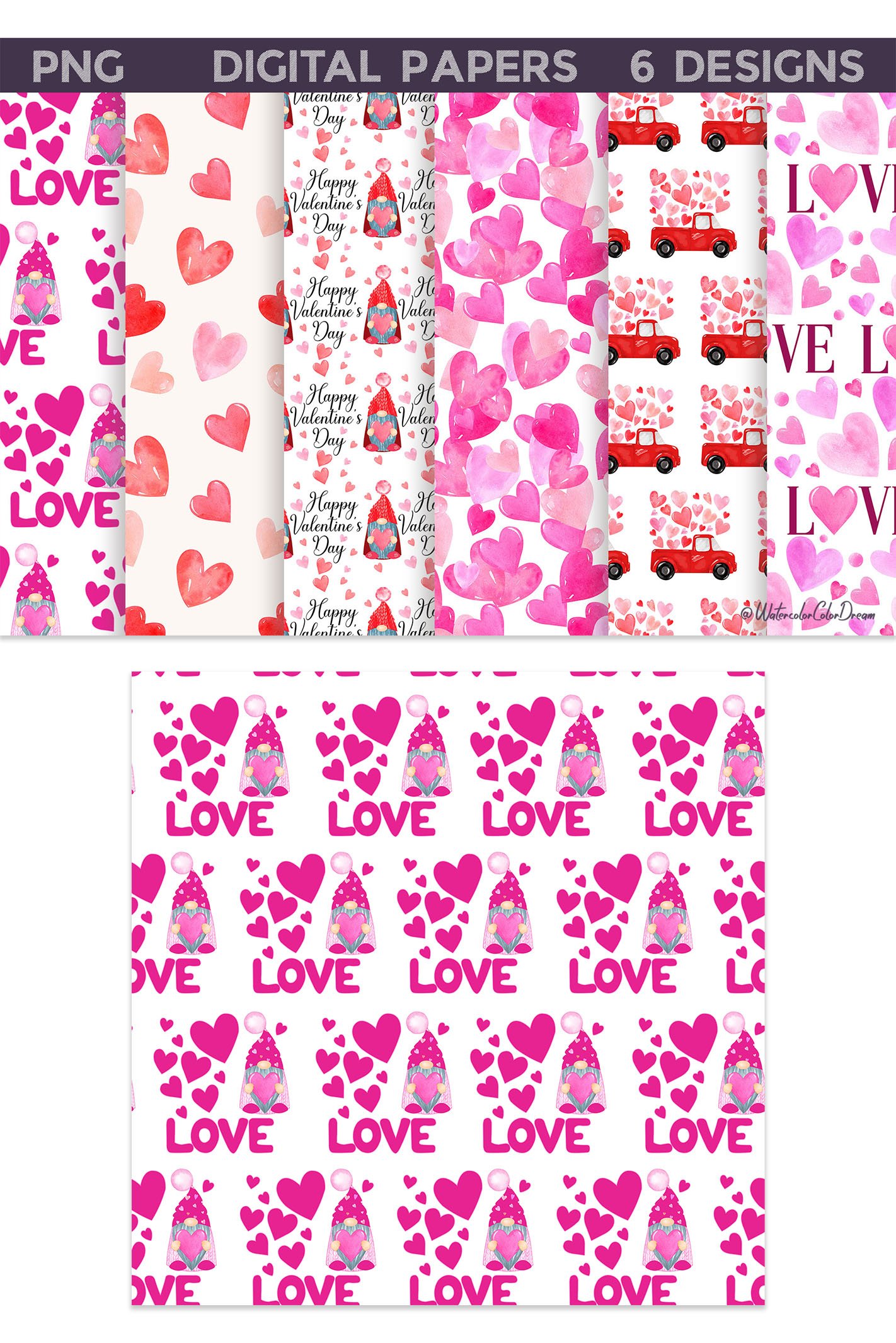 Valentines Day Digital Paper | Heart seamless pattern