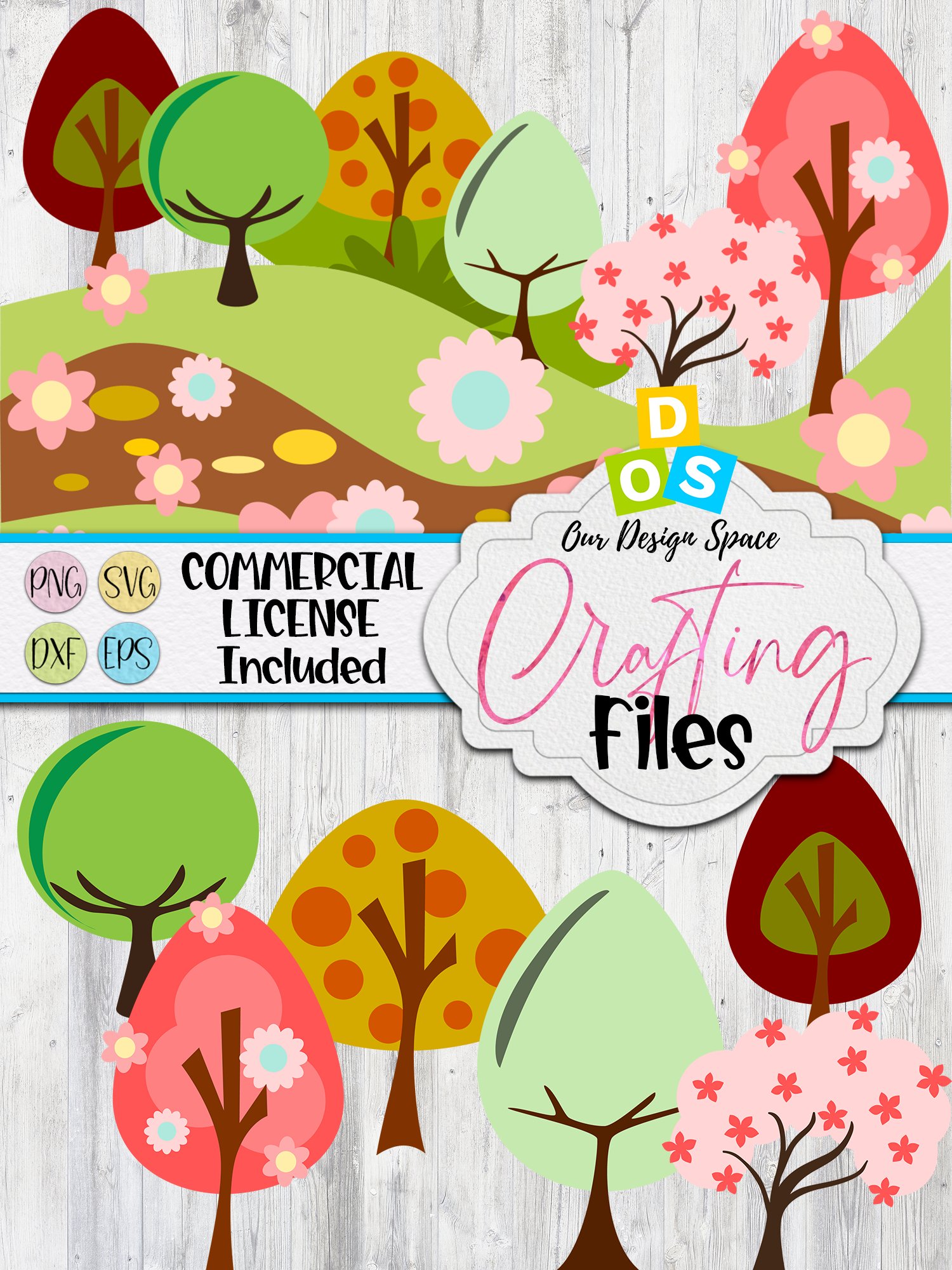 Tree Landscape SVG, DXF, EPS And PNG Files