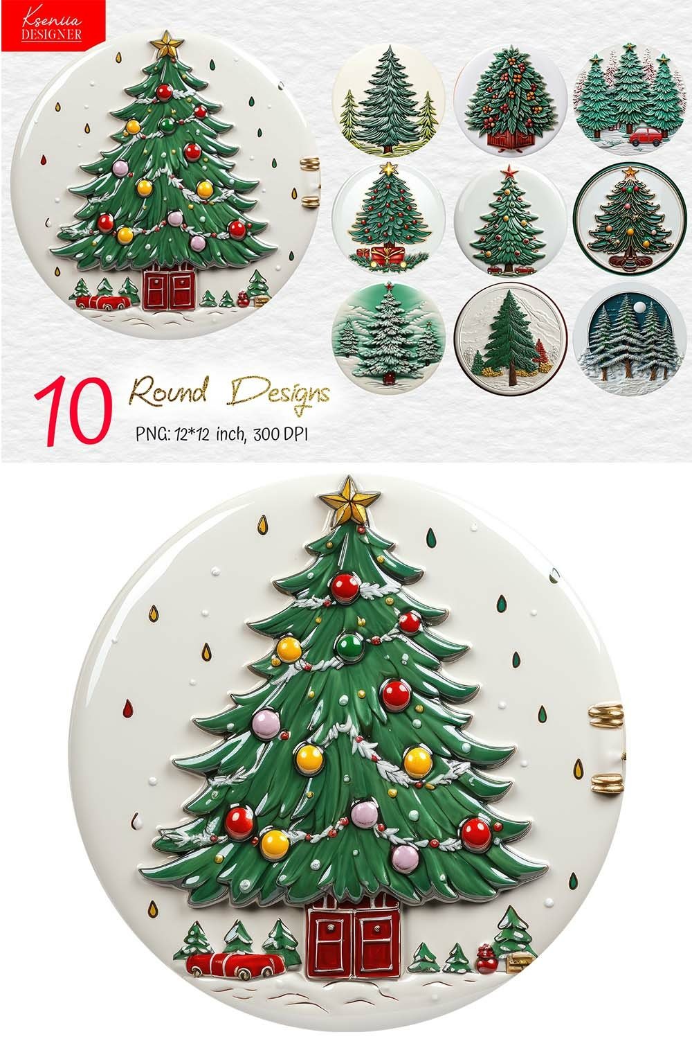 3d Winter Christmas Tree|Round Shape Christmas Design