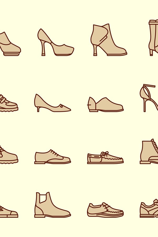 Women shoes line icons