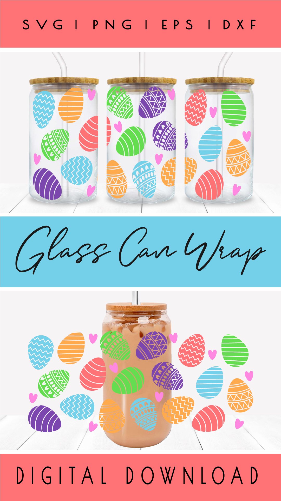 Easter Eggs Can Glass Wrap Svg Beer Can Glass, Libbey Wrap