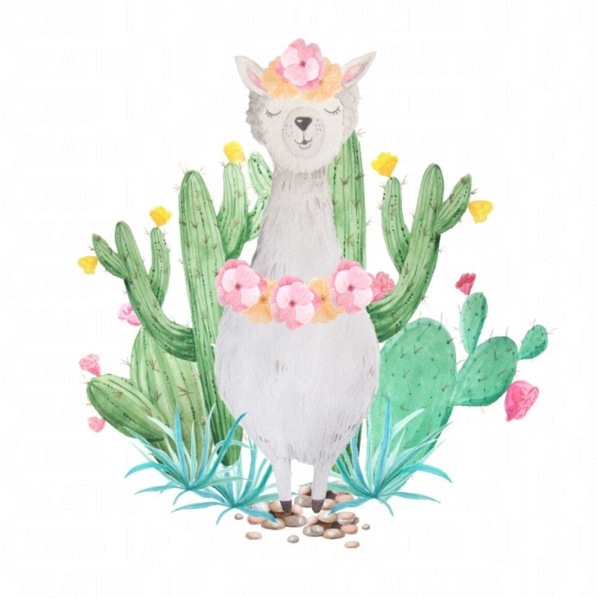 Spring Llama with Cactus PNG (1132358)