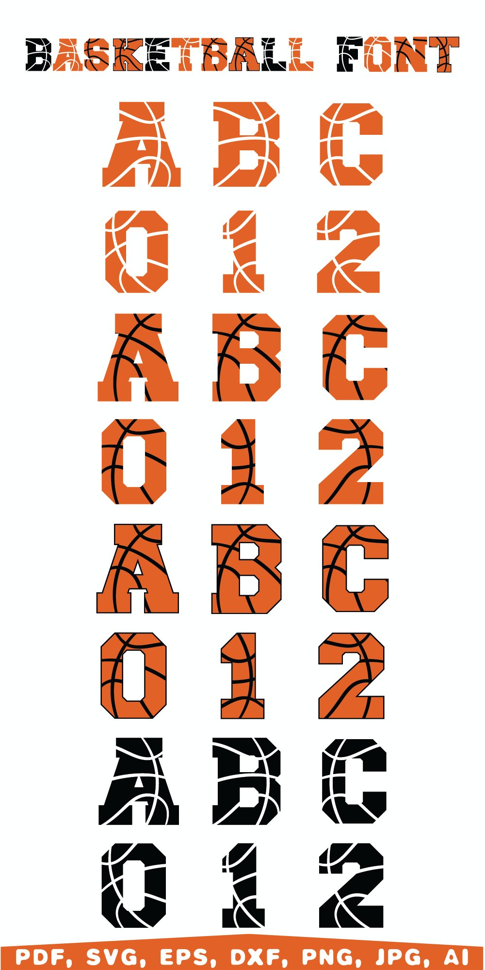 Basketball Font, Basketball letters and numbers