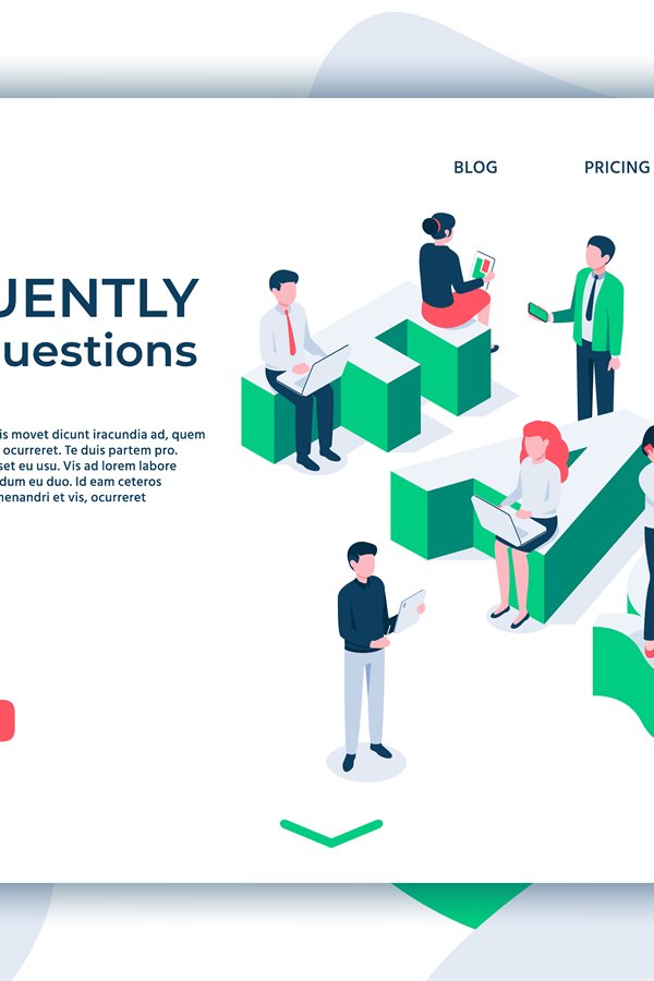 Frequently asked questions. Asking question, ask about and F