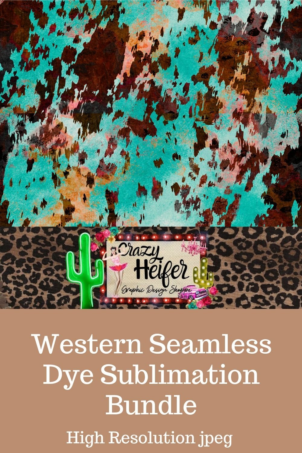 Seamless Cowhide Turquoise Western Pattern (2174944)
