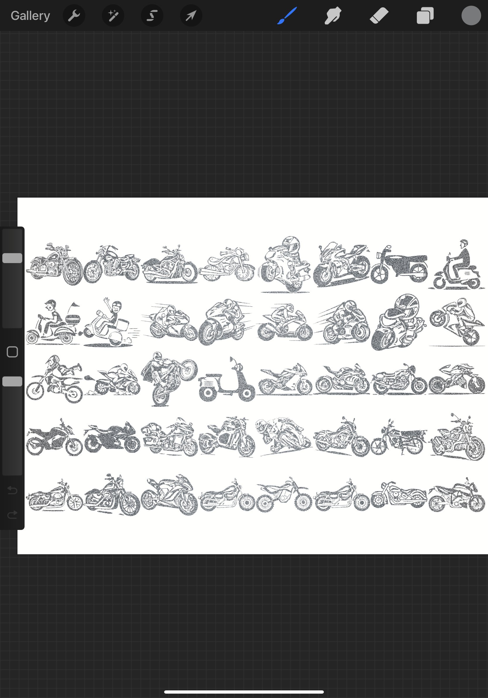 Motorcycle Silhouette Set 1 Procreate Brush Stamps 40 Bikes