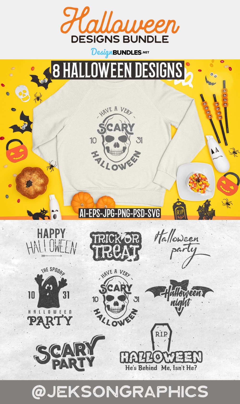 Halloween silhouette designs | 8 Halloween Files for Cricut