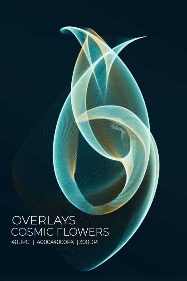 40 Cosmic Flower Overlays