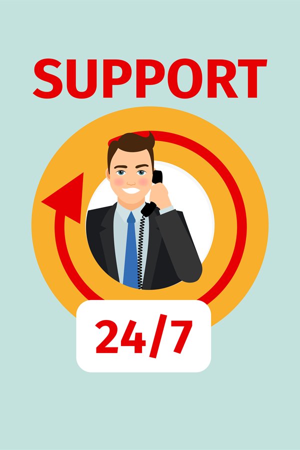 Support service circle icon with man