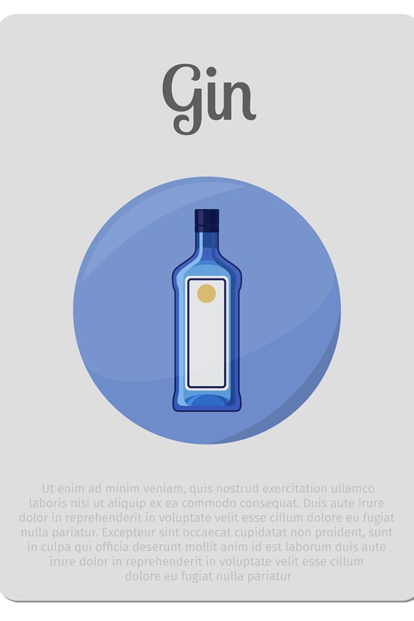 Gin alcohol sticker with bottle