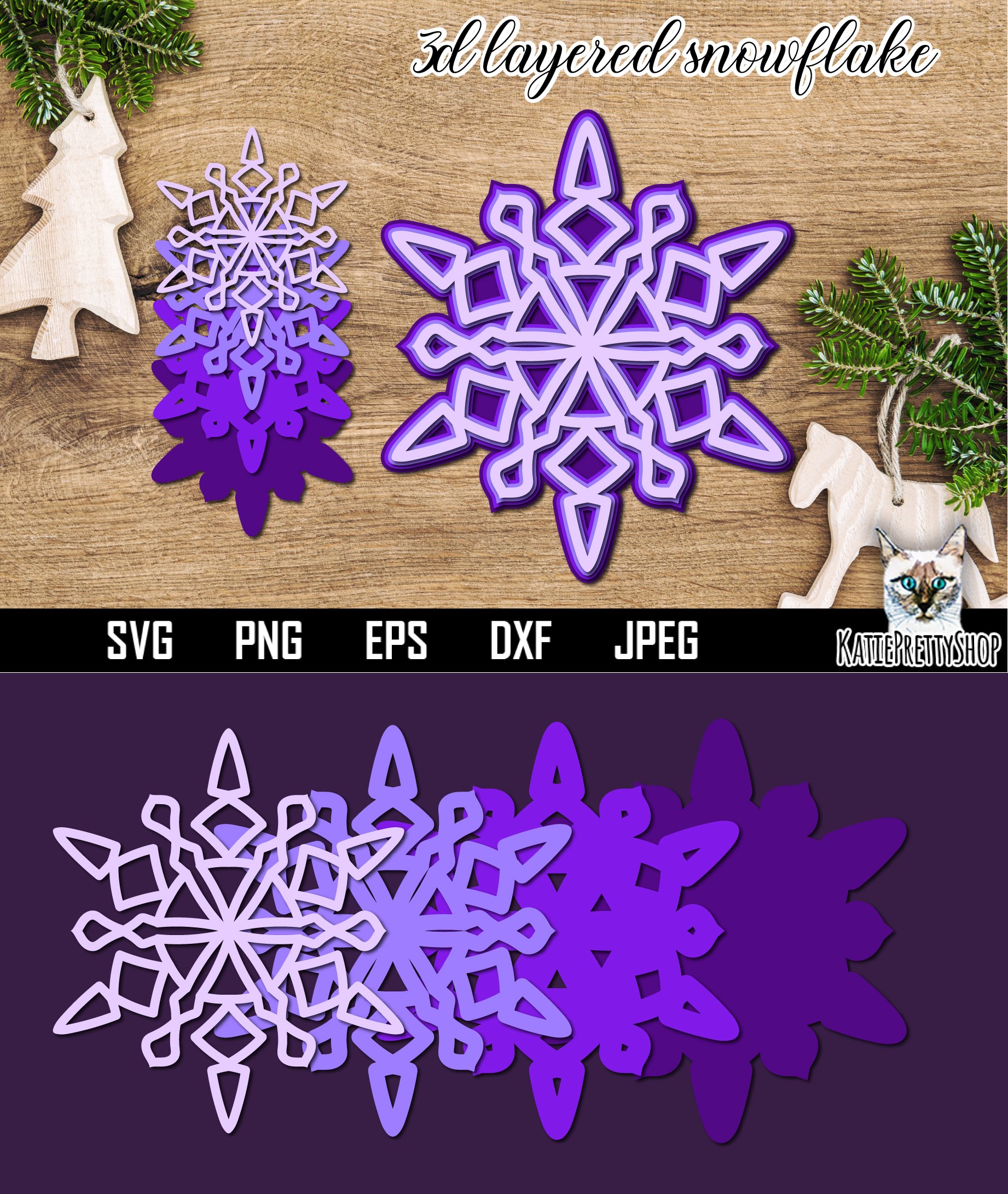 Layered SVG for cricut. Christmas 3d Snowflake cut (2090566)