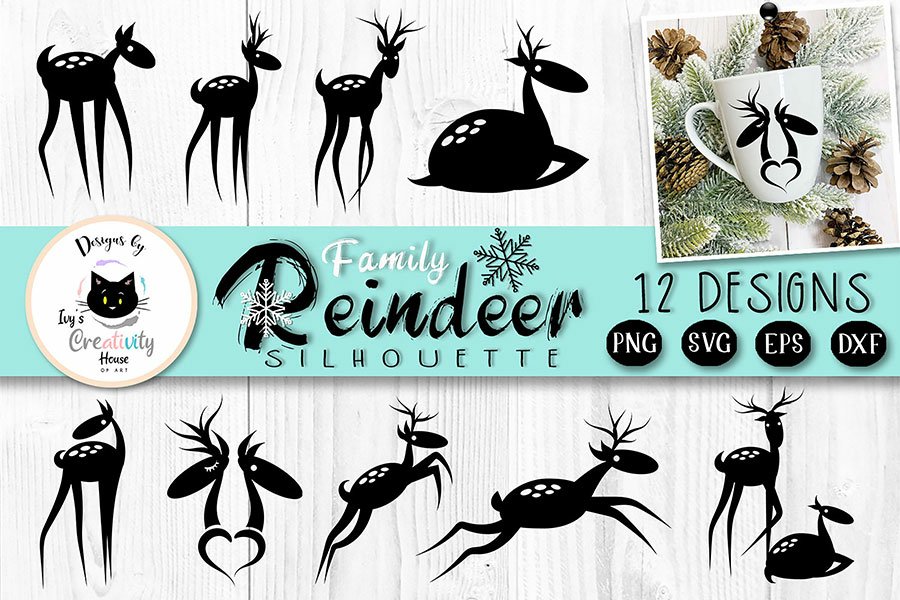Reindeer SVG bundle of 12 elements