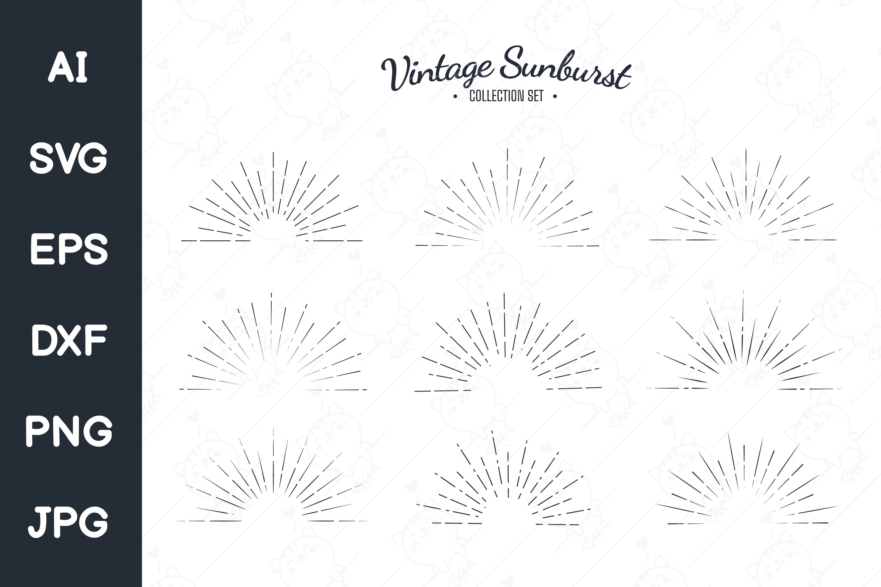 Vintage sunburst vector collection set. svg file (1194943)