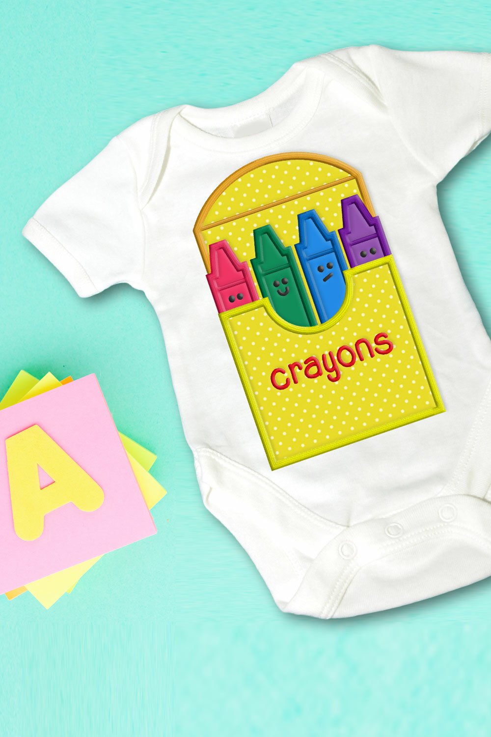 Box of Crayons Applique Embroidery Design File