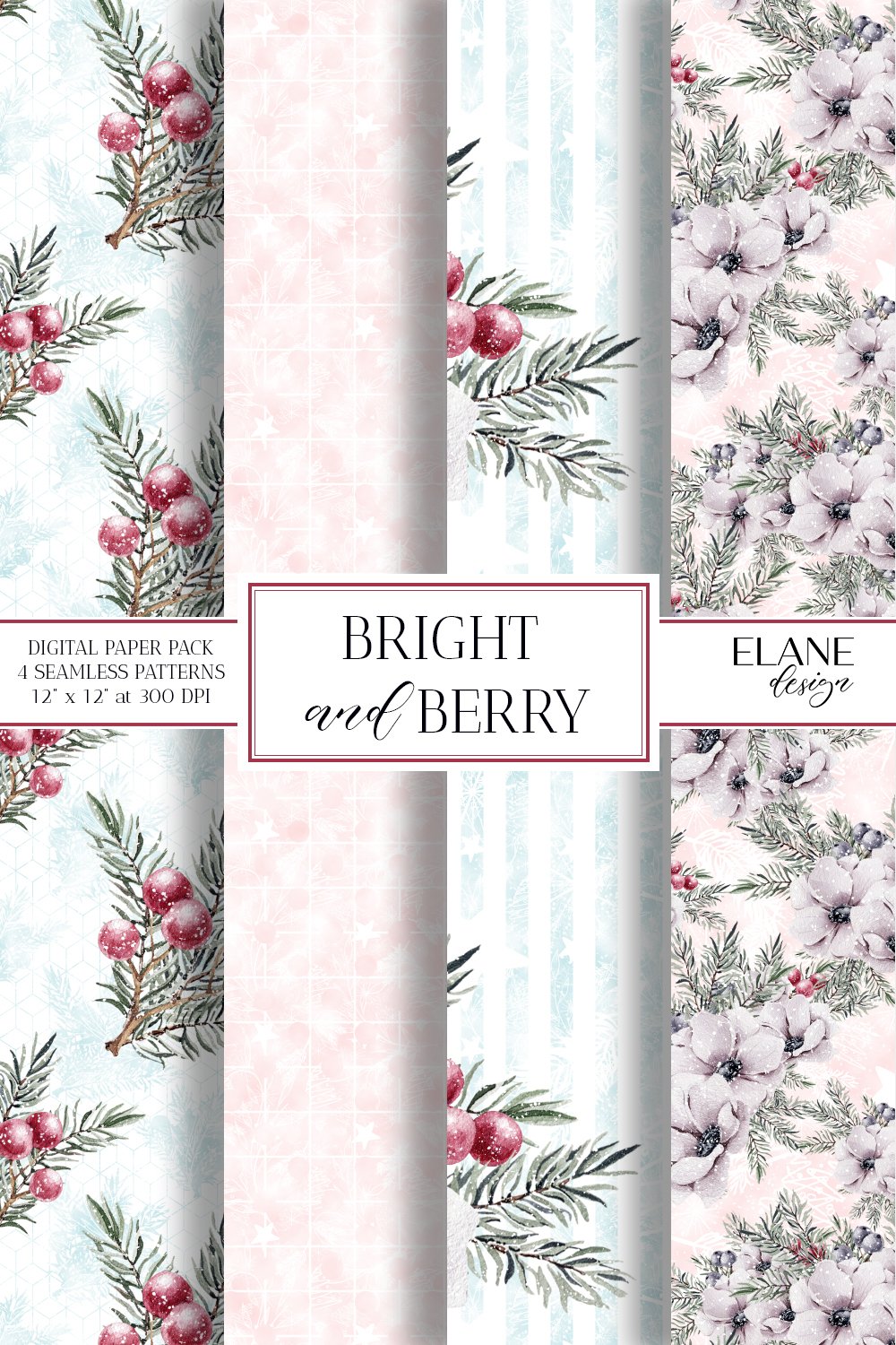 Christmas Flowers Digital Paper, Winter Seamless (4628473)