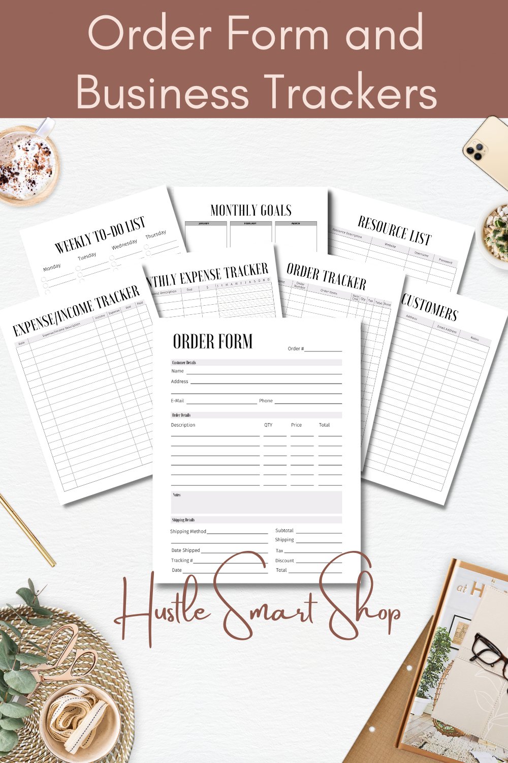 Customer Order Form PDF Gray Bundle Planner Printables