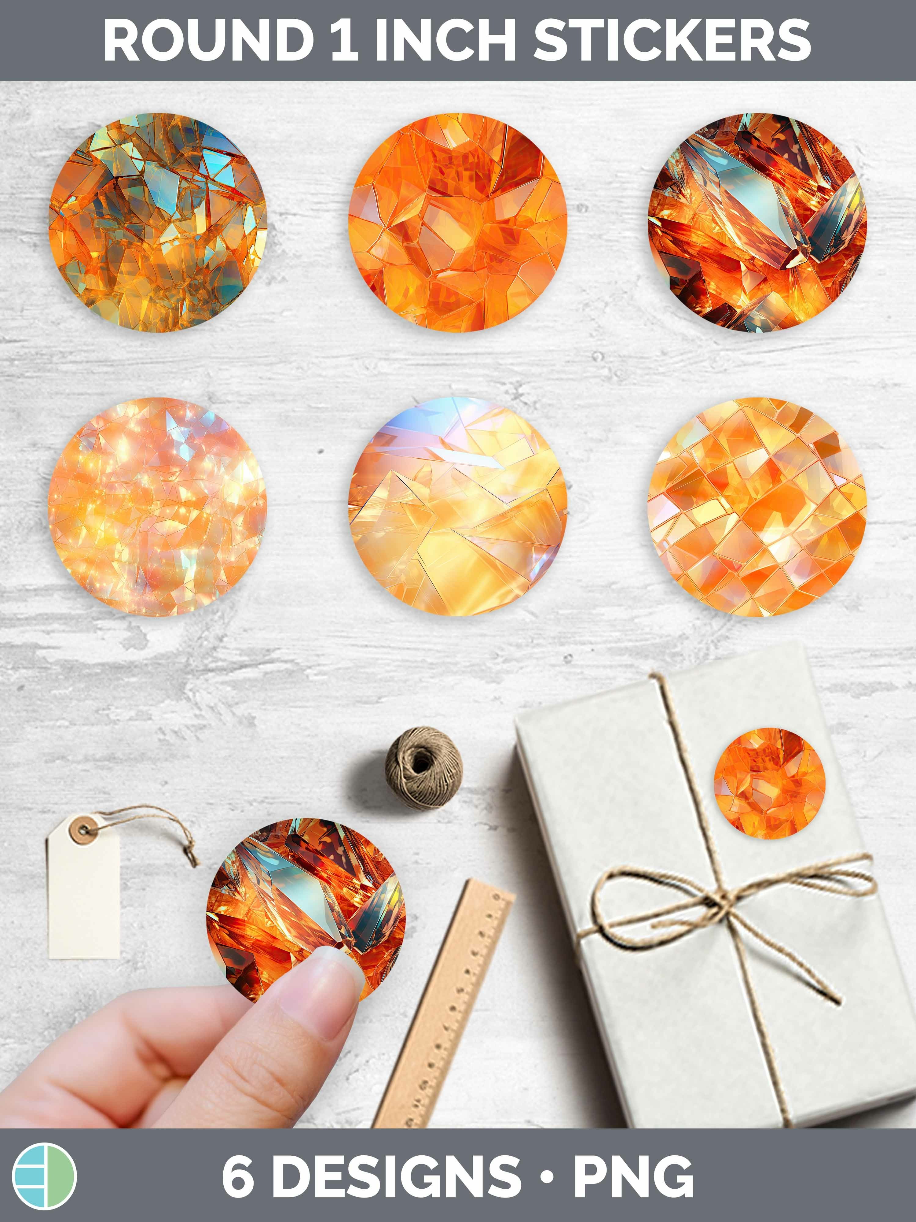 Holographic Orange Stickers | Round Labels Bundle