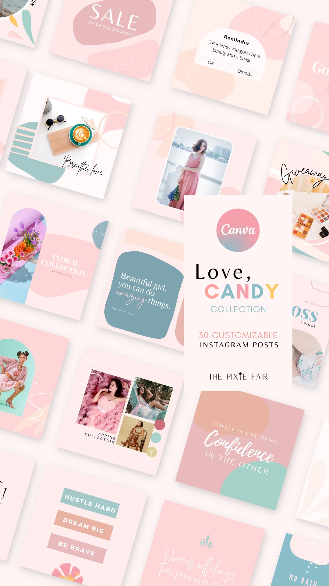 Love, Candy - Pastel Colourful Canva Instagram Post Template