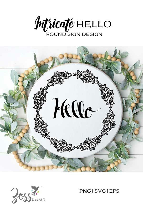 Intricate Hello round sign design svg