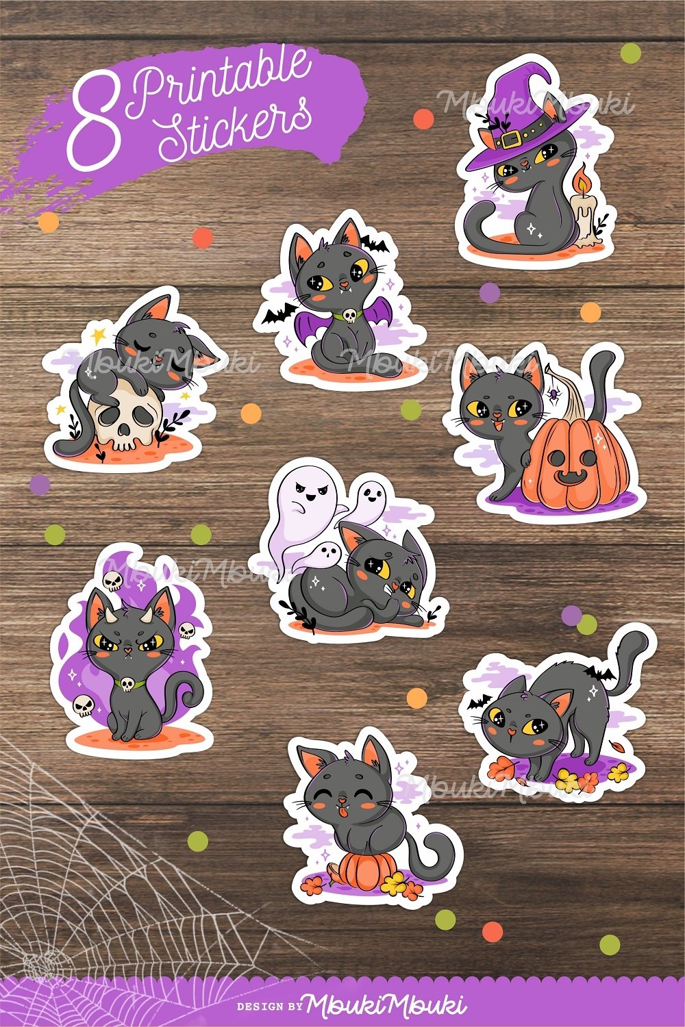 Cute And Creepy Black Cat | Halloween Stickers (2081120)