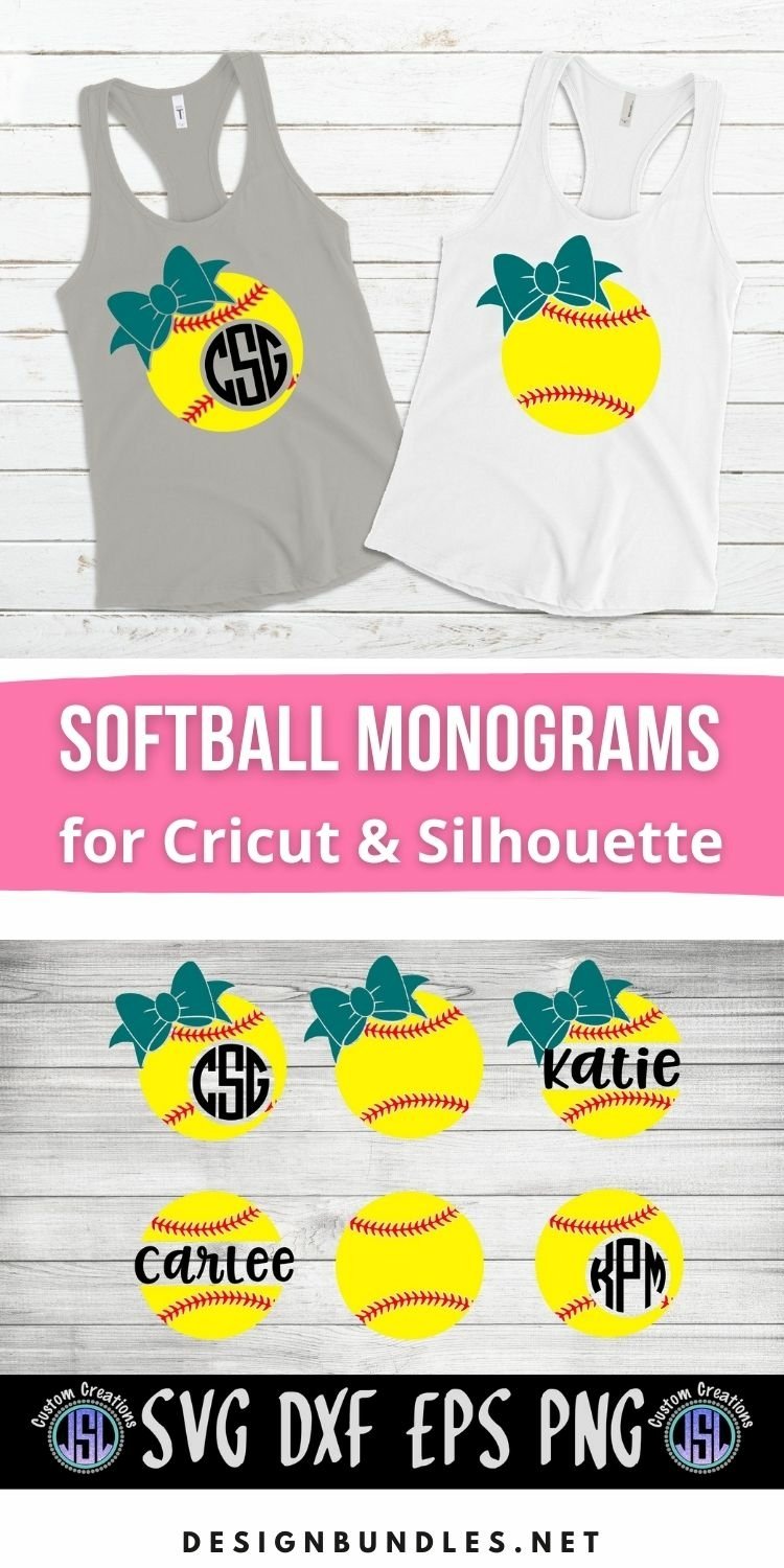 Softball Monogram Frames | Set of 6 | SVG DXF EPS (108740)