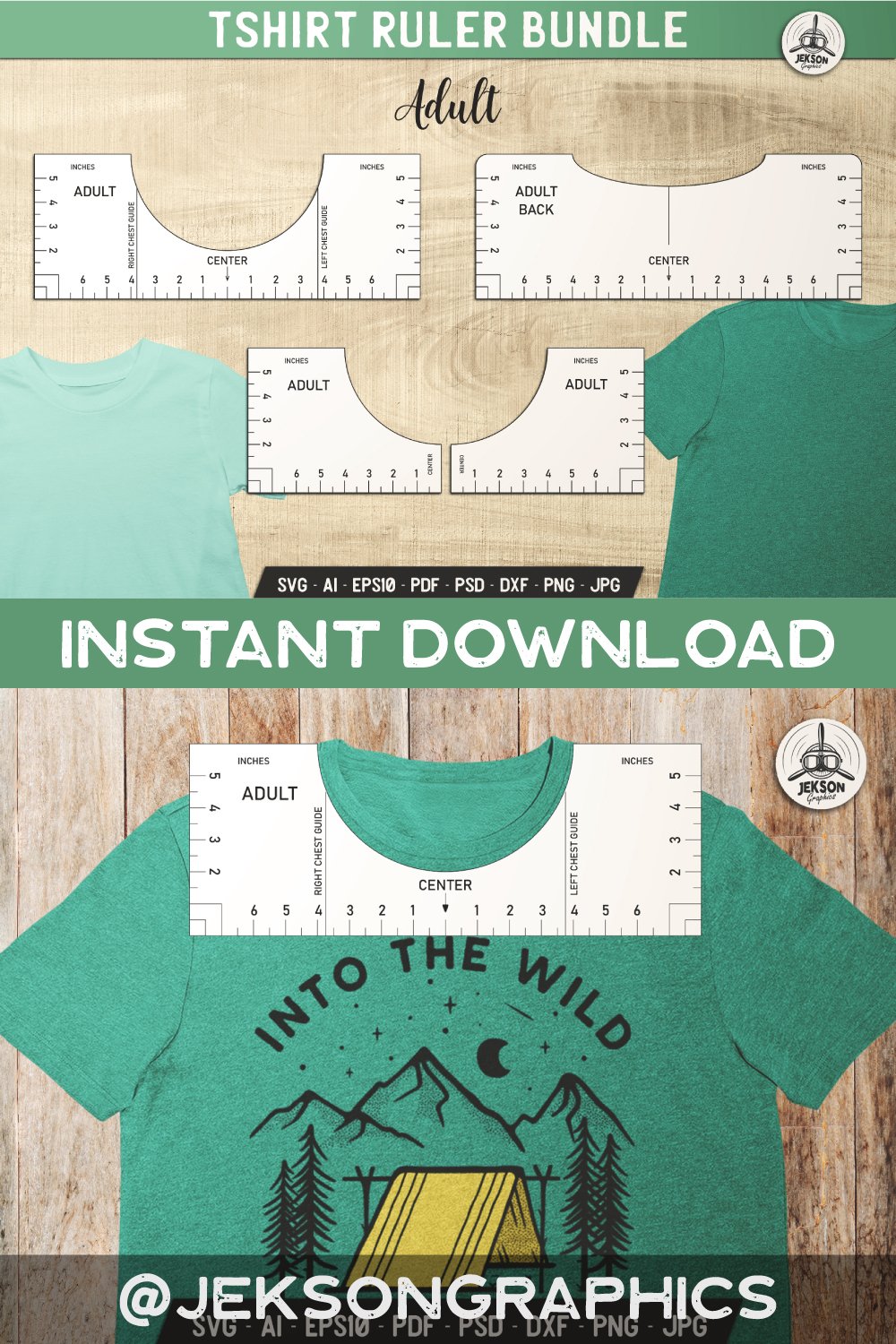 Tshirt Ruler SVG Bundle Adult Alignment Placement Tool DXF