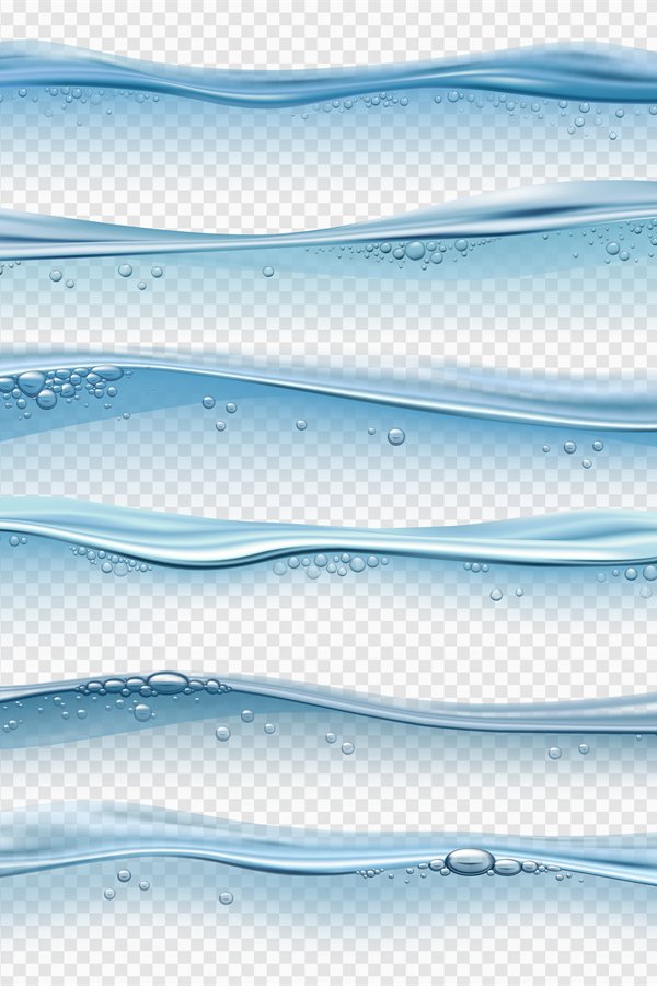 Realistic water waves. Sea, ocean or pool liquid surface wit