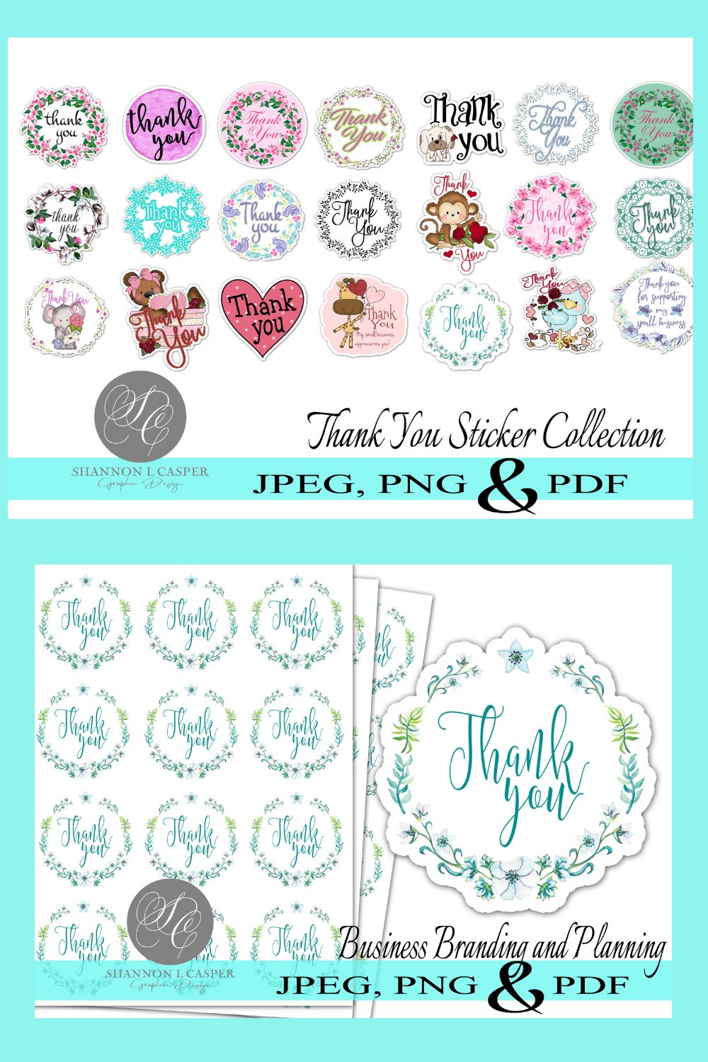 Print and Cut Thank You Sticker Bundle