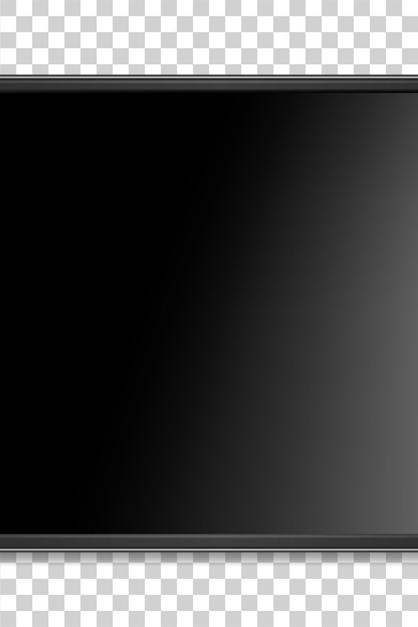 Black screen. Realistic glossy surface, dark thin LED TV. Bl