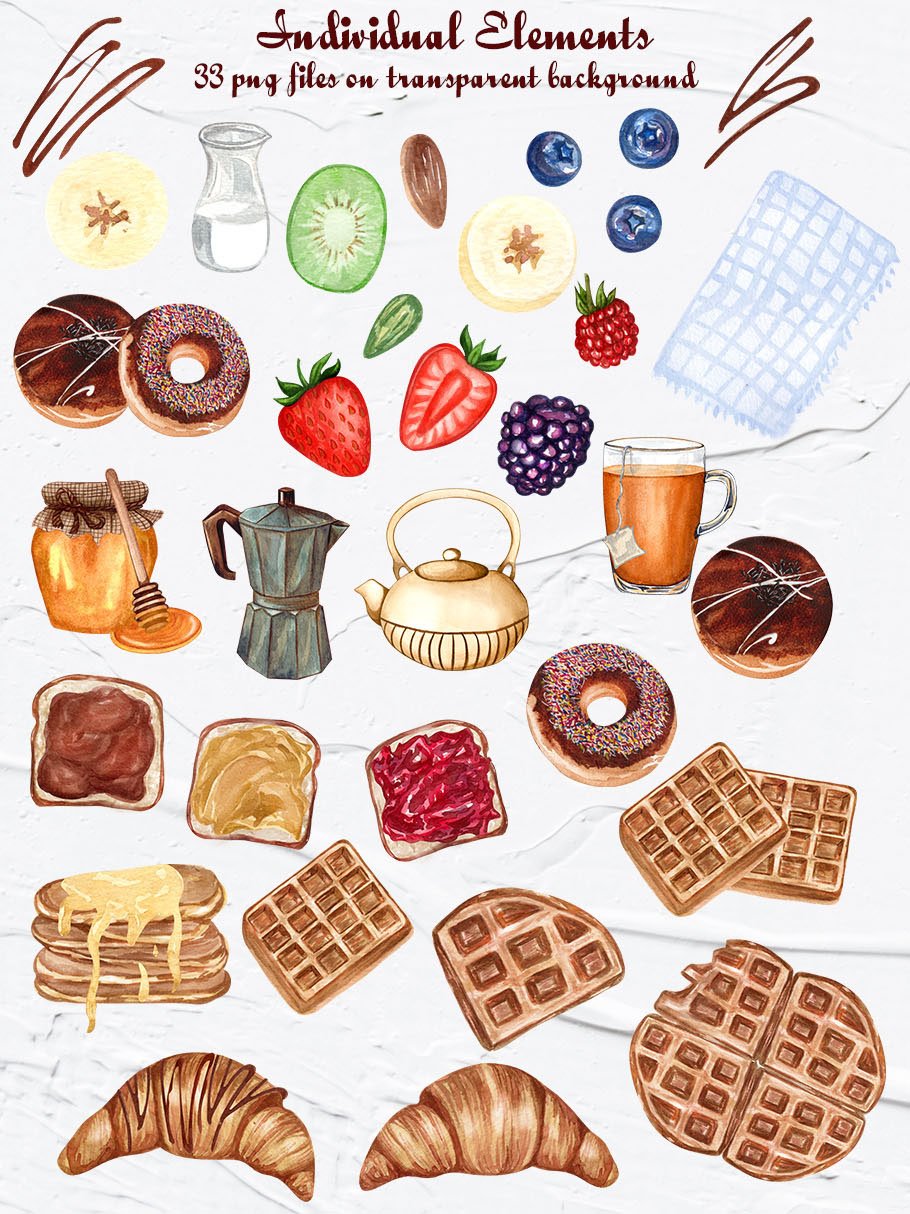 Breakfast Watercolor Clipart (1510808)